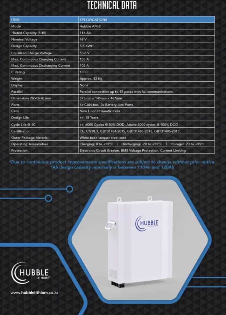 Hubble AM-2 5.5kWh Lithium-Ion Battery - (51V)