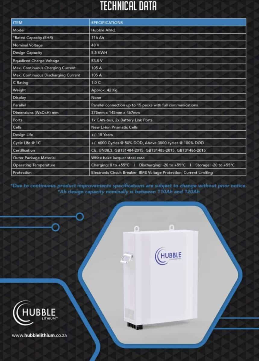 Hubble AM-2 5.5kWh Lithium-Ion Battery - (51V)
