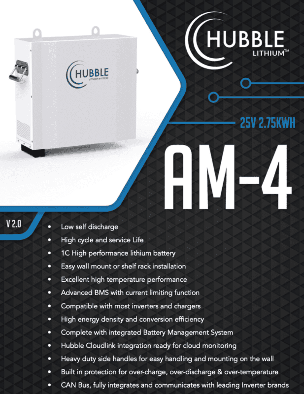 Hubble AM-4 2.75kWh Lithium-Ion Battery - (25V)